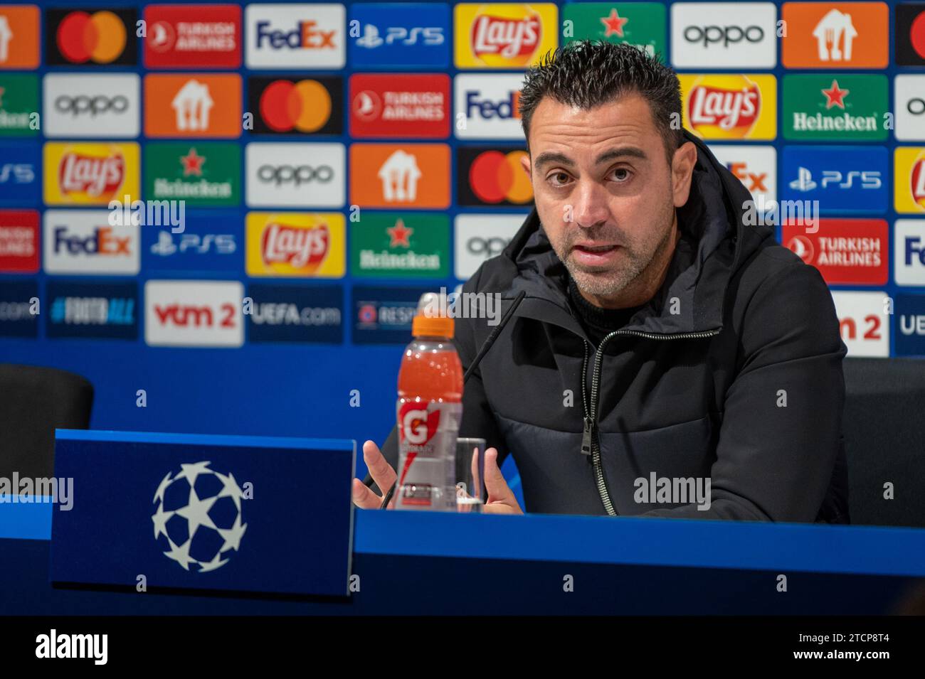 Antwerp, Belgium. 14th Dec, 2023. Barcelona Coach Xavi Hernandez during ...