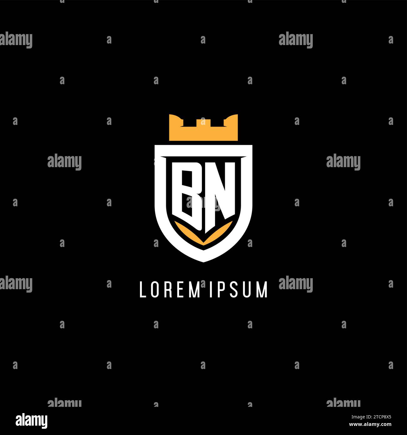 Initial BN logo with shield, esport gaming logo monogram style vector ...