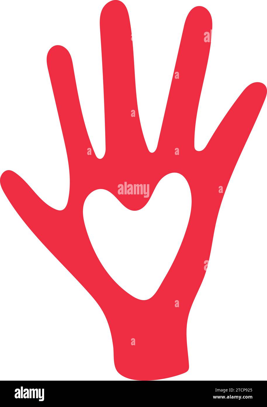 red hand day with a heart vector isolated Stock Vector Image & Art - Alamy