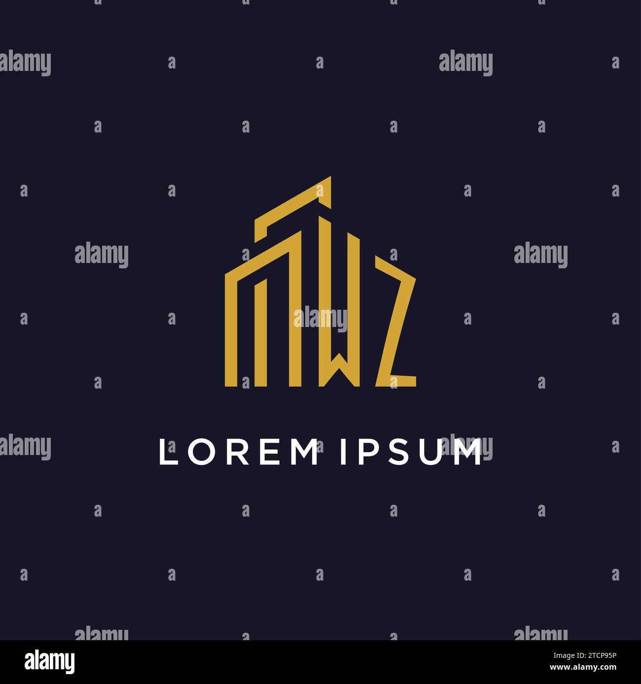 WZ initial monogram with building logo design vector graphic Stock ...