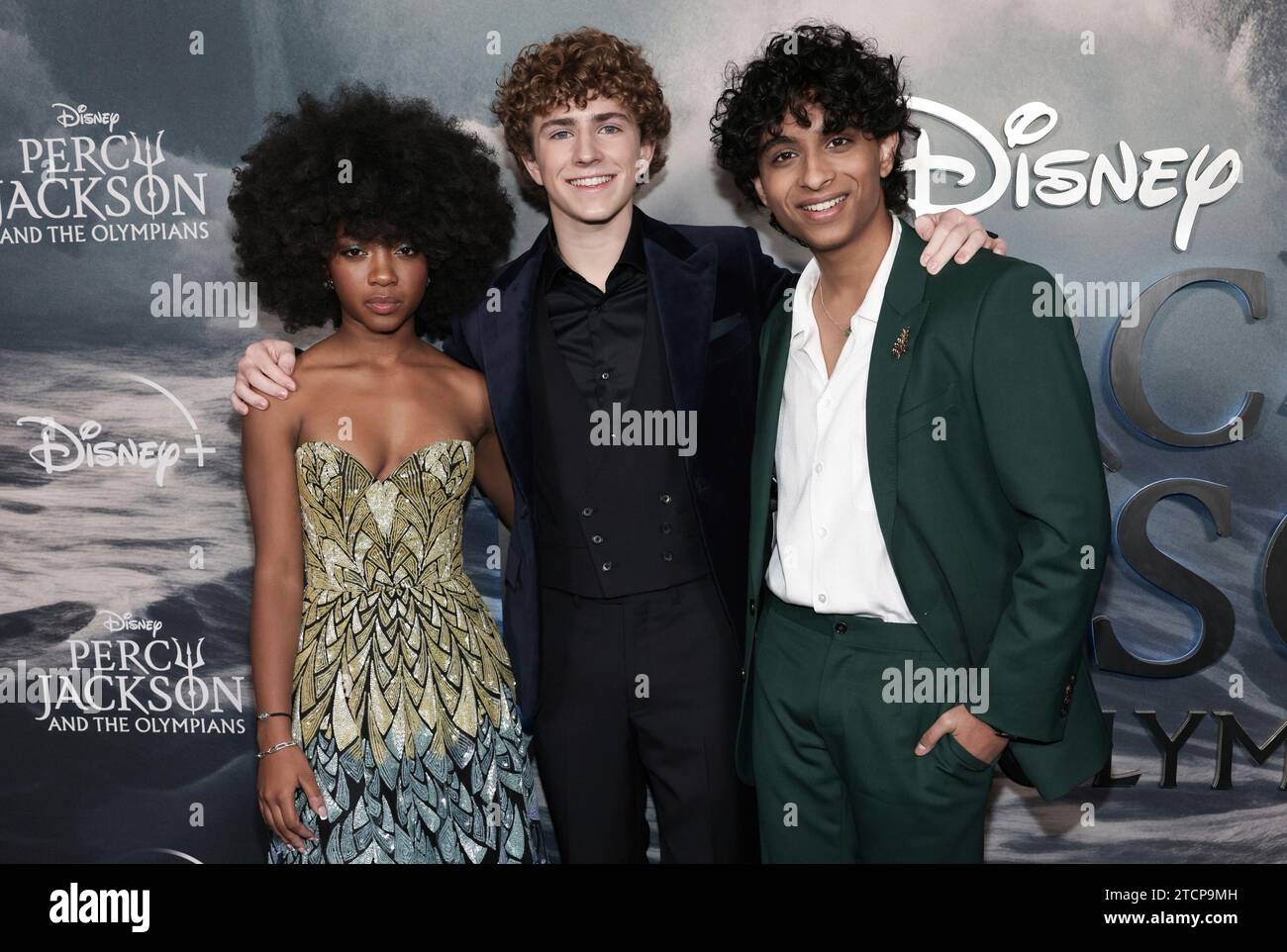 Leah Jeffries, from left, Walker Scobell and Aryan Simhadri attend the ...