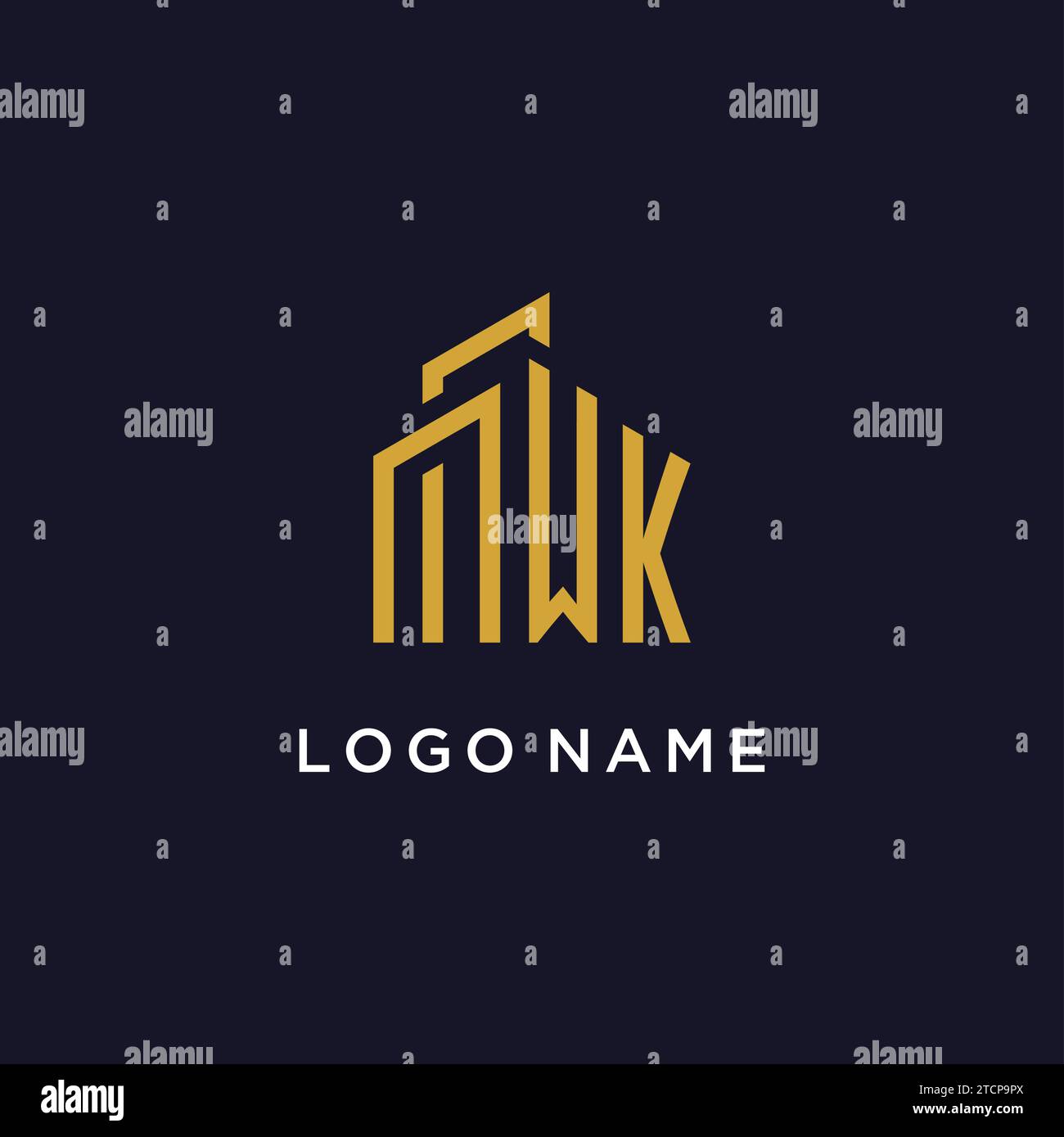 WK initial monogram with building logo design vector graphic Stock ...