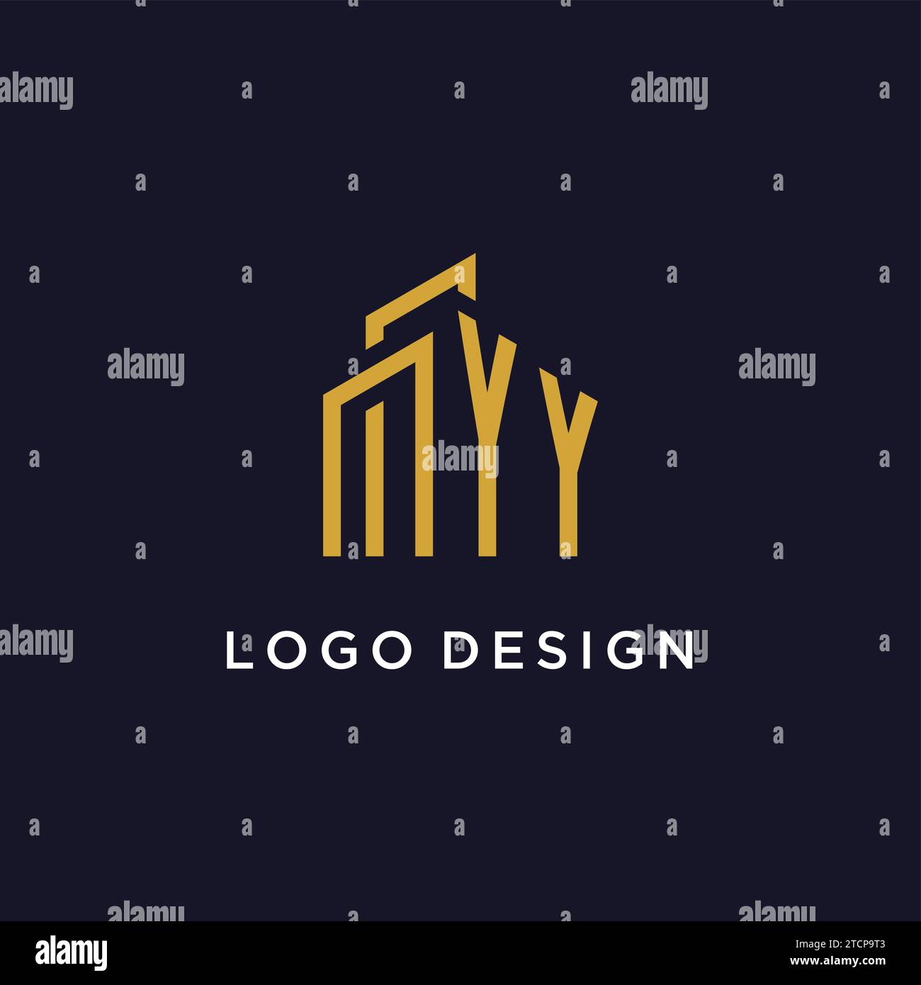 YY initial monogram with building logo design vector graphic Stock ...