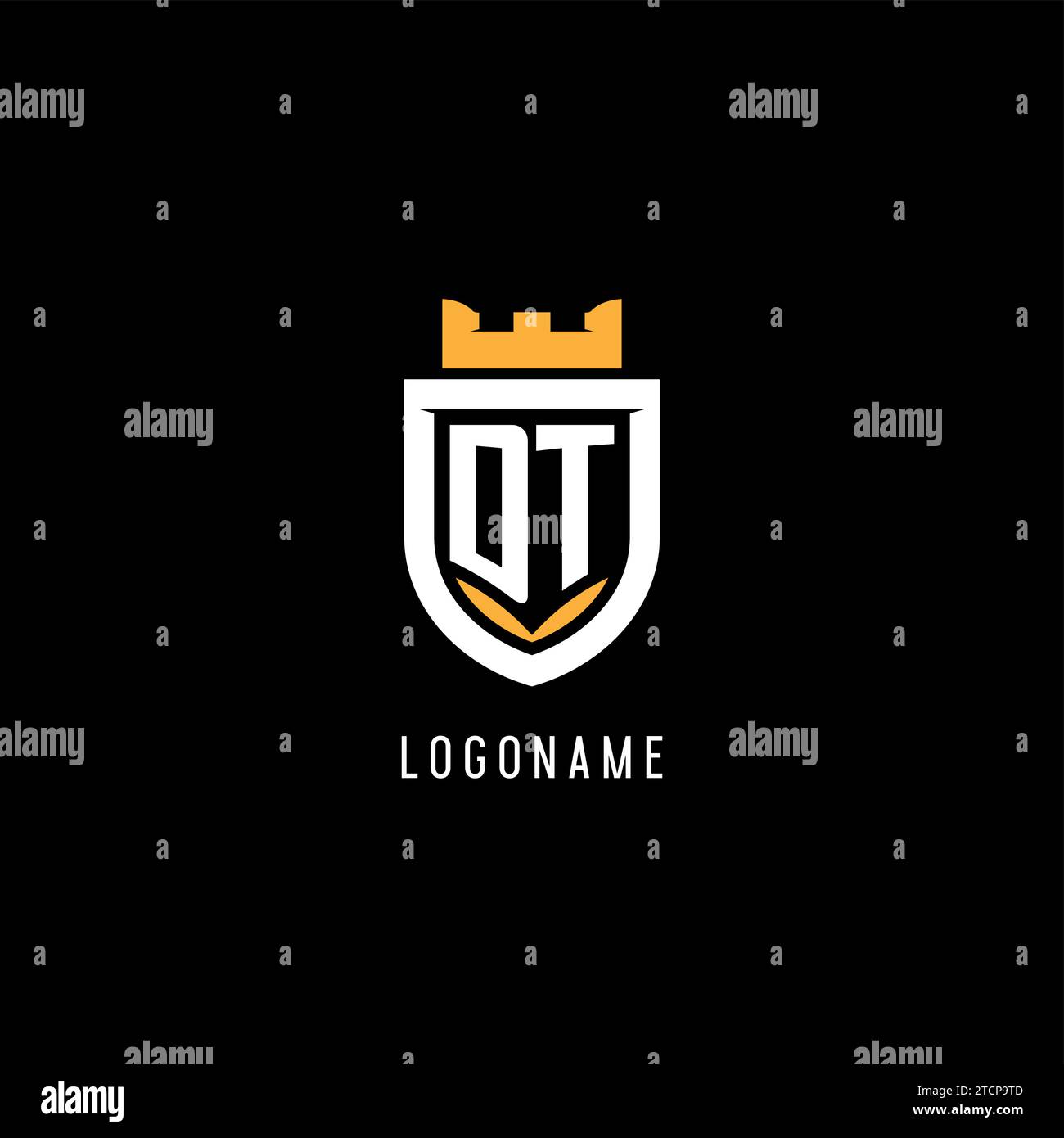 Initial DT logo with shield, esport gaming logo monogram style vector ...