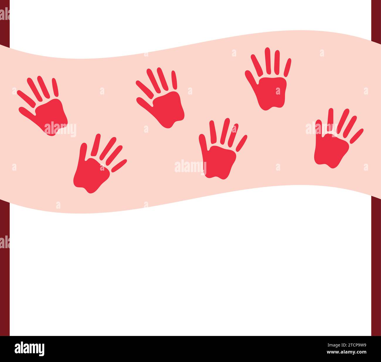 red hand day illustration of hands on signboard vector isolated Stock ...