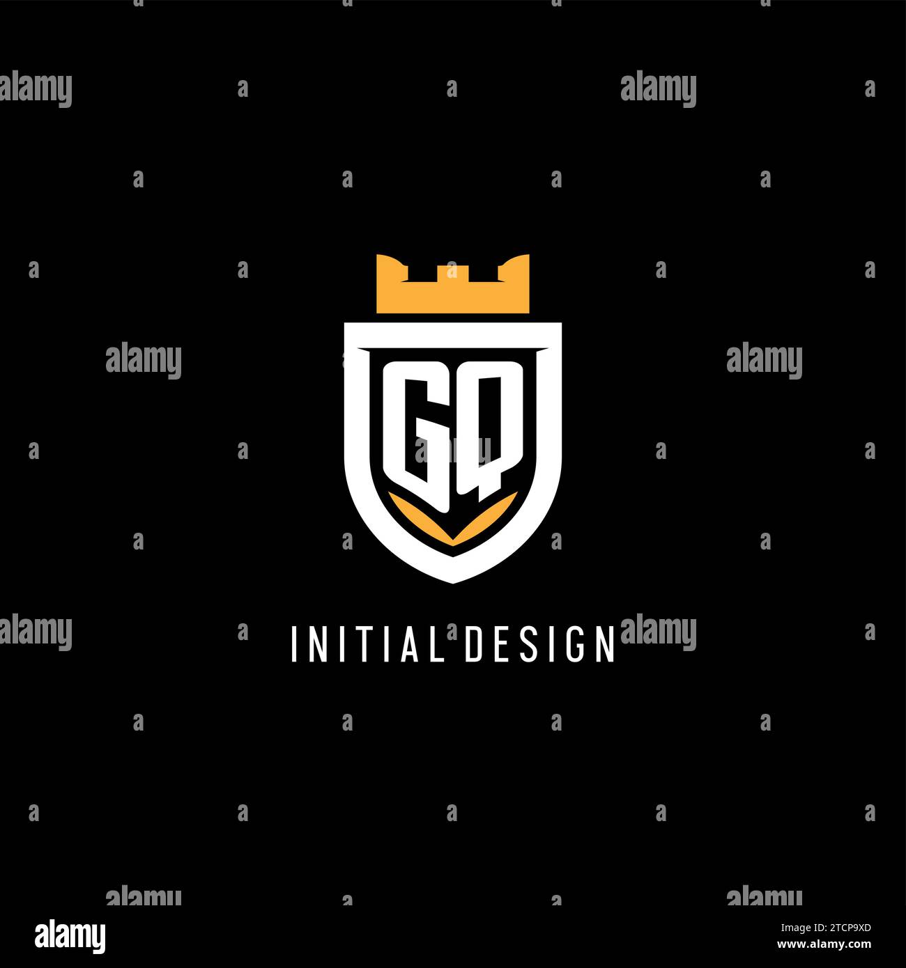 Initial GQ logo with shield, esport gaming logo monogram style vector ...