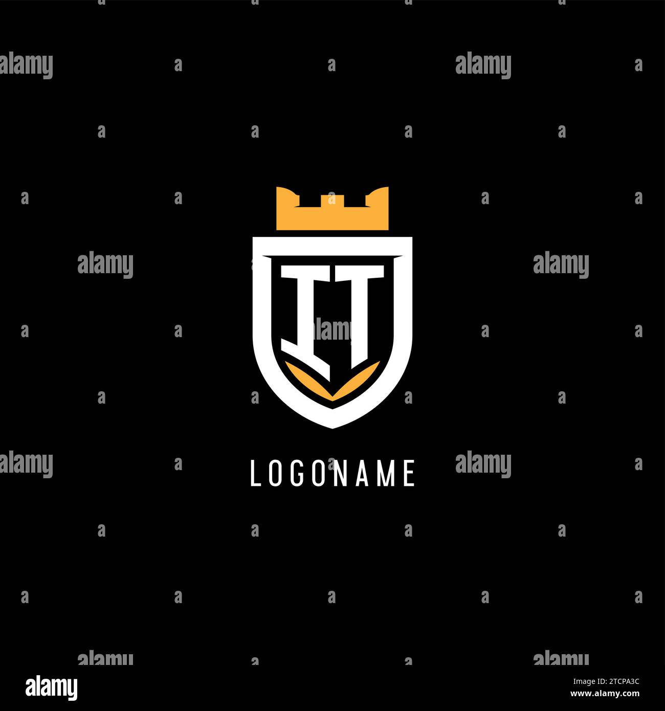 Initial IT logo with shield, esport gaming logo monogram style vector ...
