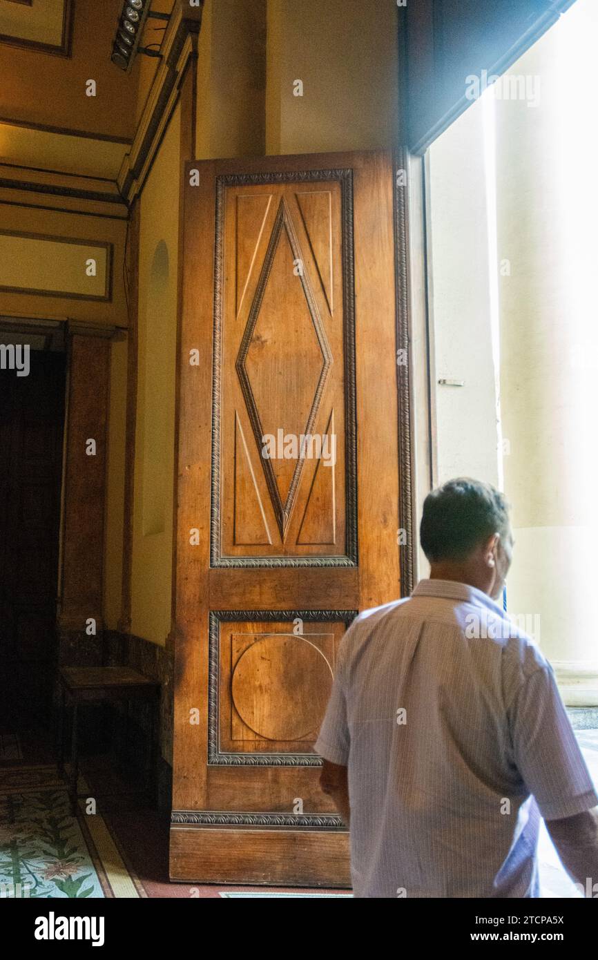 striking large wooden door at entrance to the metropolitan cathedral of ...