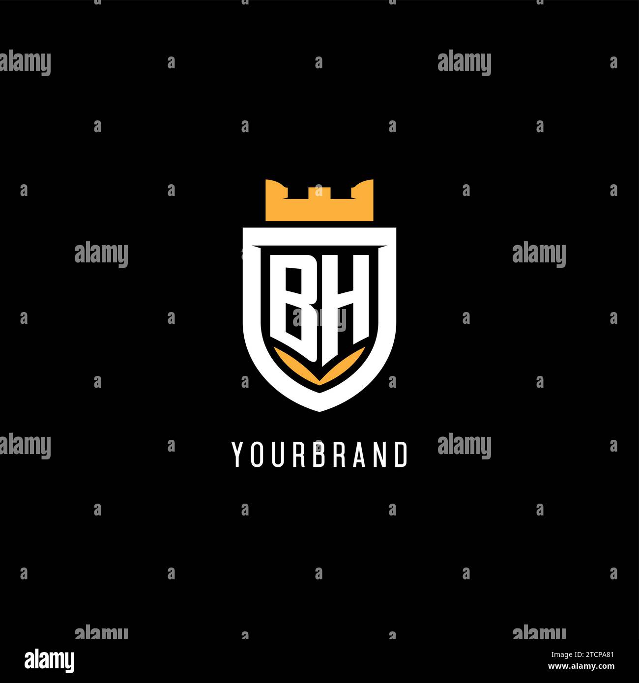Initial BH logo with shield, esport gaming logo monogram style vector ...