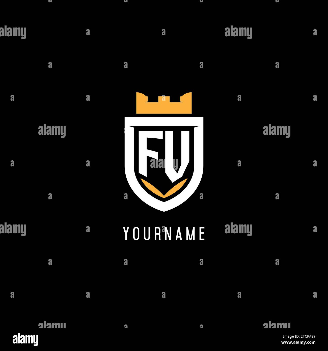 Initial FV logo with shield, esport gaming logo monogram style vector ...