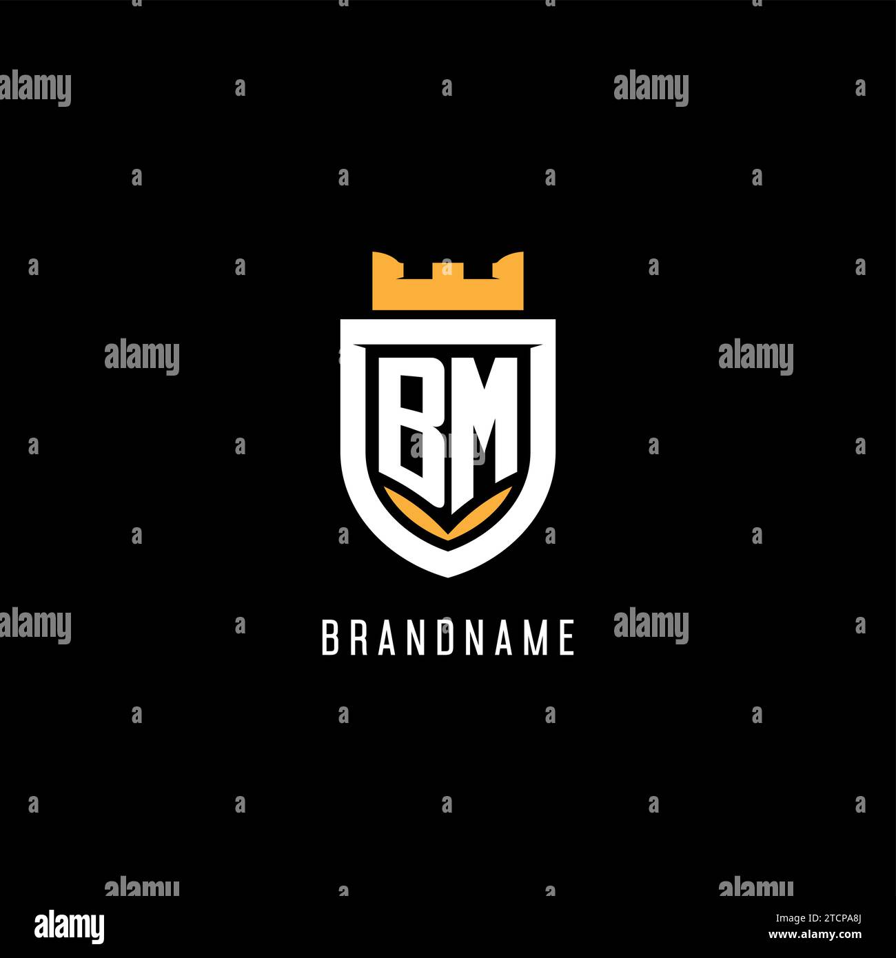 Initial BM logo with shield, esport gaming logo monogram style vector ...