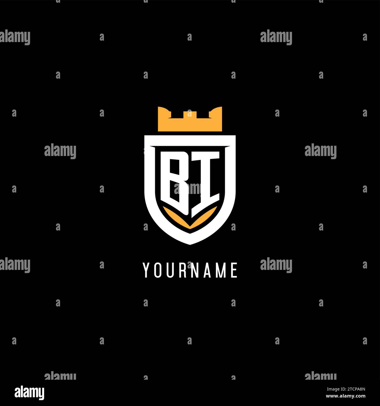 Initial BI logo with shield, esport gaming logo monogram style vector ...