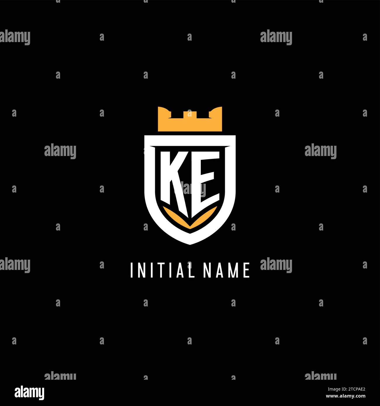 Initial KE logo with shield, esport gaming logo monogram style vector ...