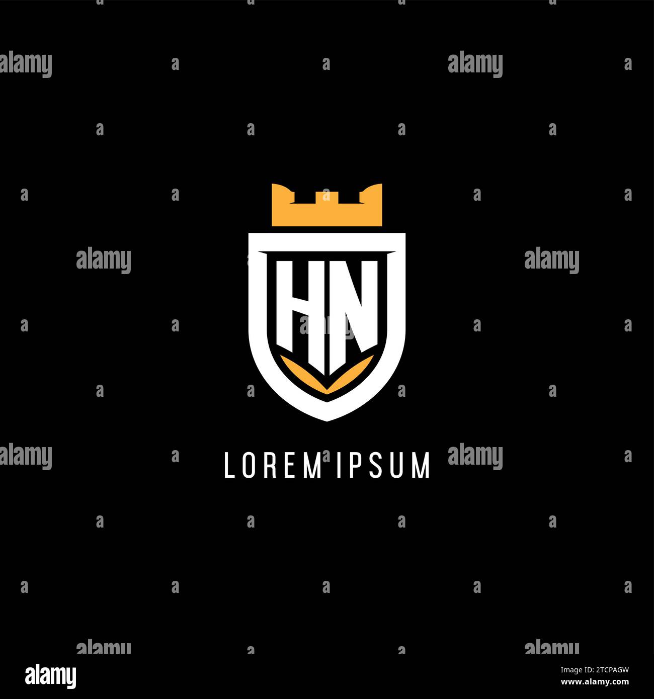 Initial HN logo with shield, esport gaming logo monogram style vector ...