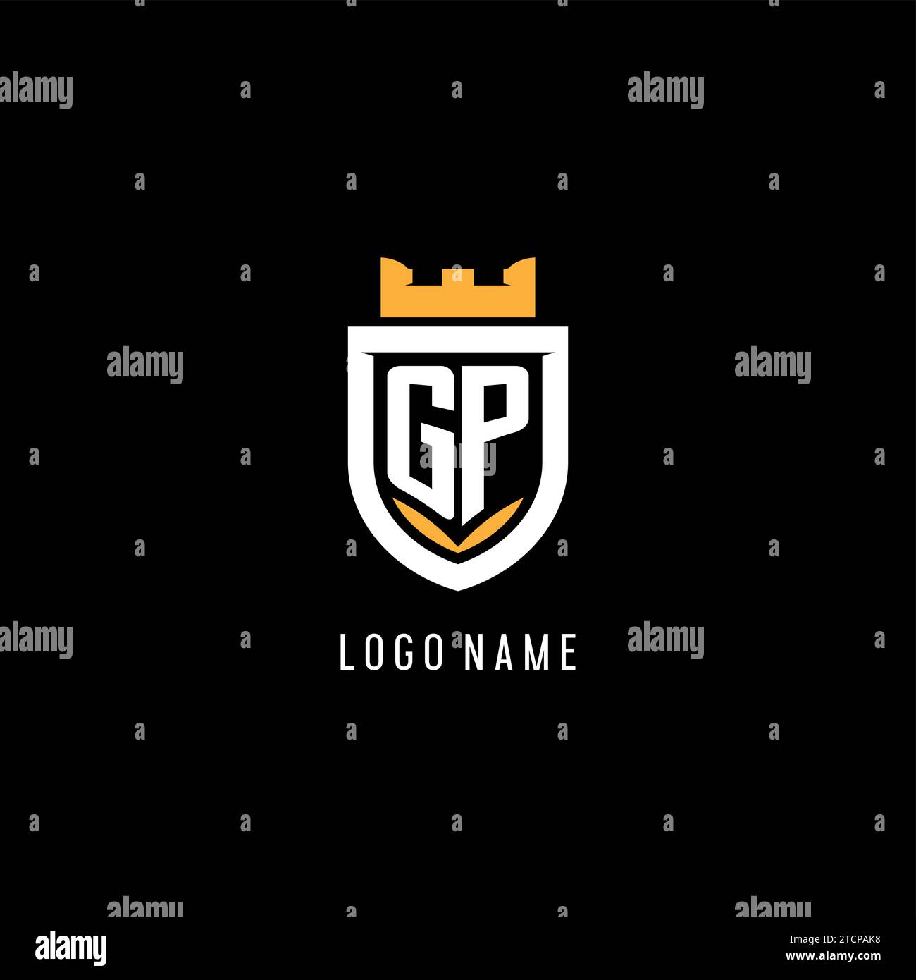 Initial GP logo with shield, esport gaming logo monogram style vector ...