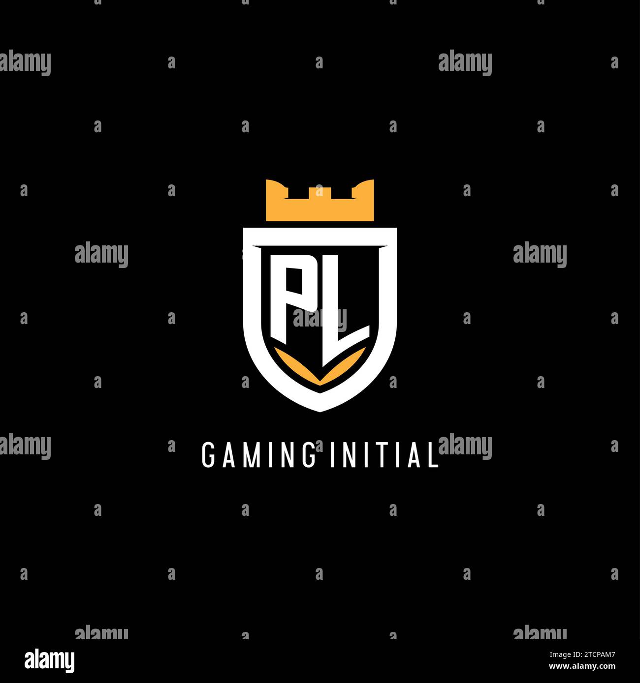 Initial PL logo with shield, esport gaming logo monogram style vector ...