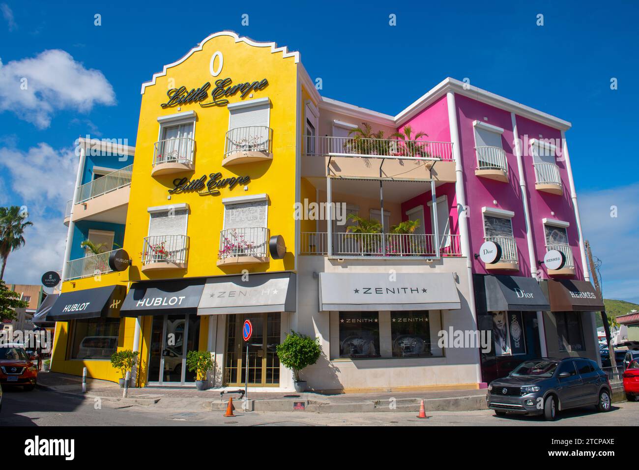 Historic commercial buildings on Front Street in historic center of ...