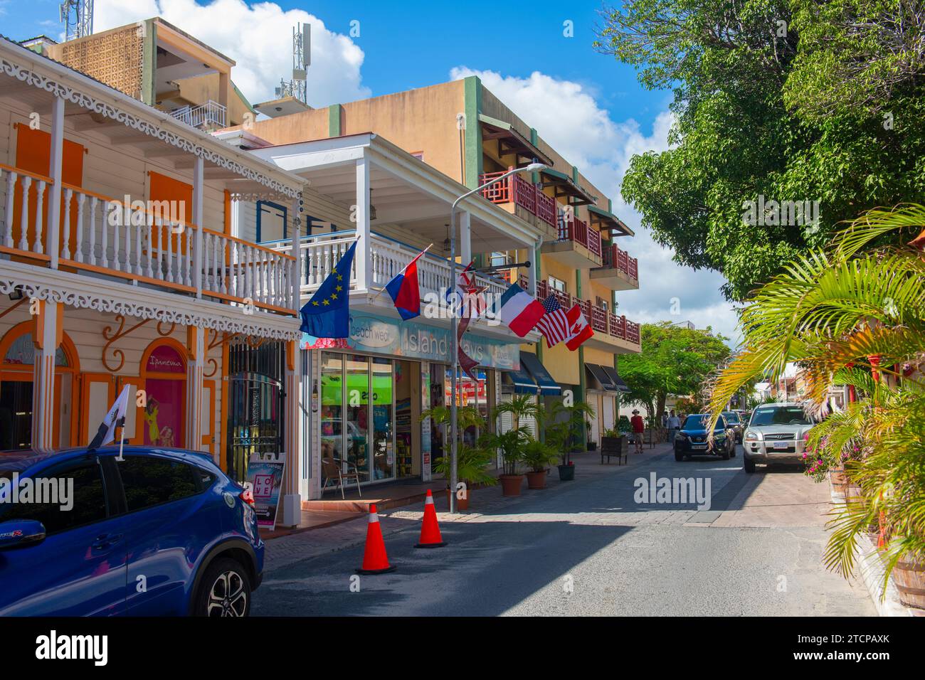 Historic commercial buildings on Front Street in historic center of ...