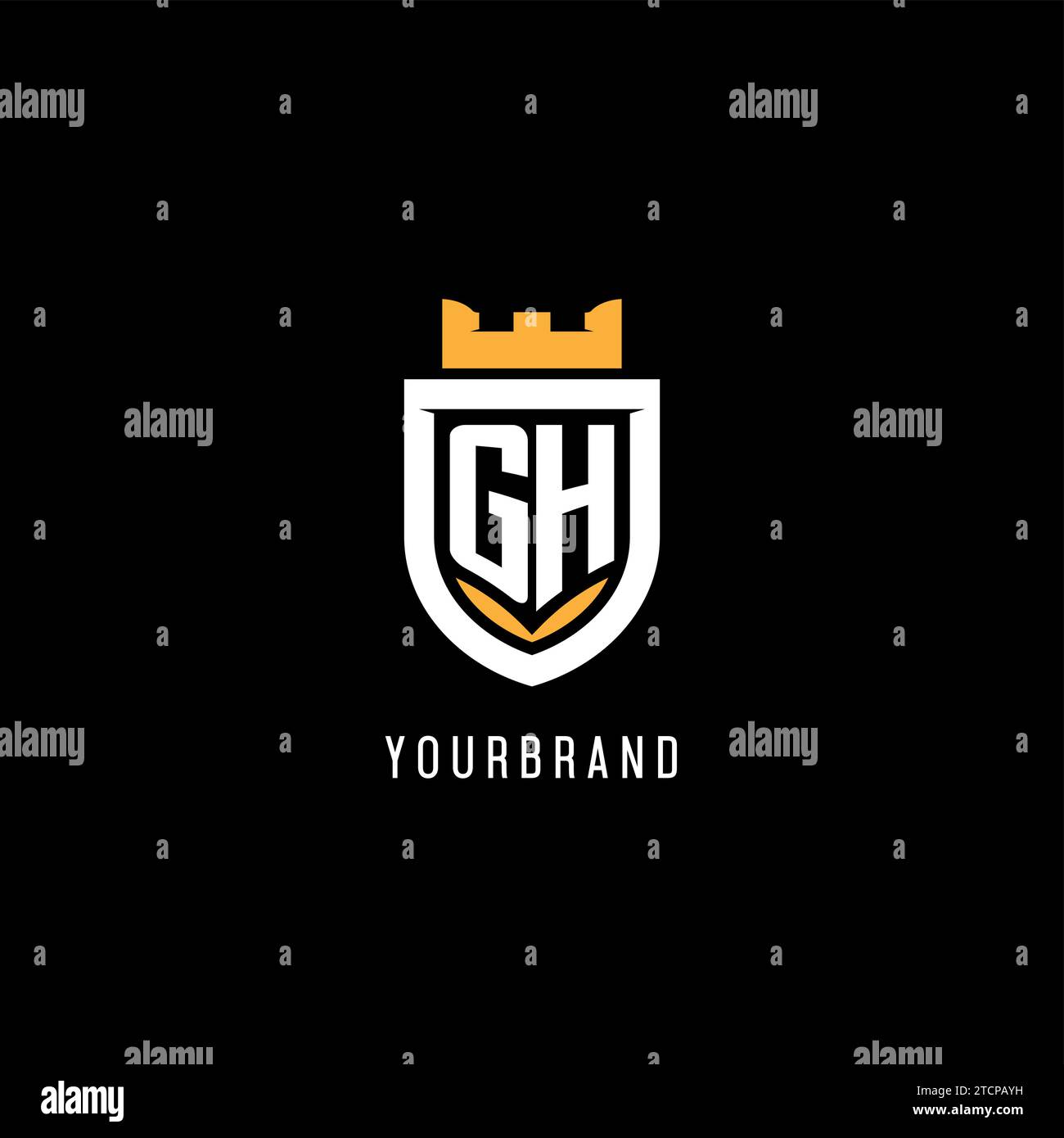 Initial GH logo with shield, esport gaming logo monogram style vector ...