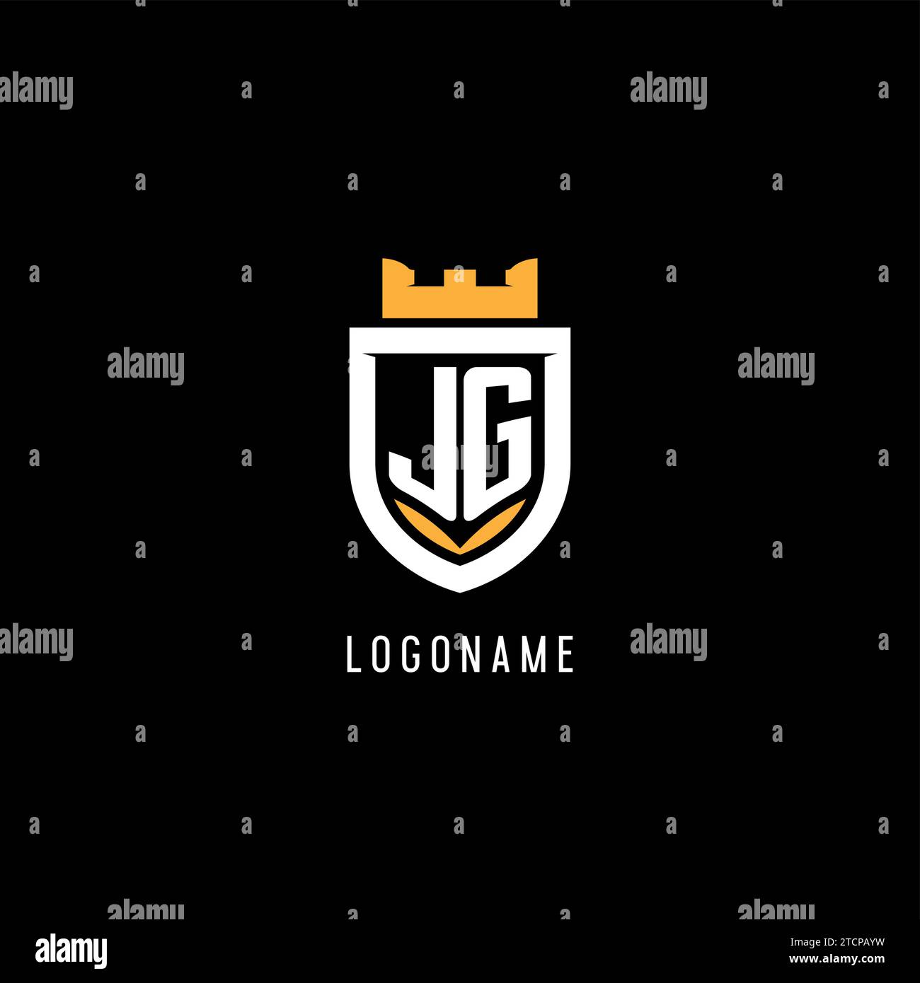 Initial JG logo with shield, esport gaming logo monogram style vector ...