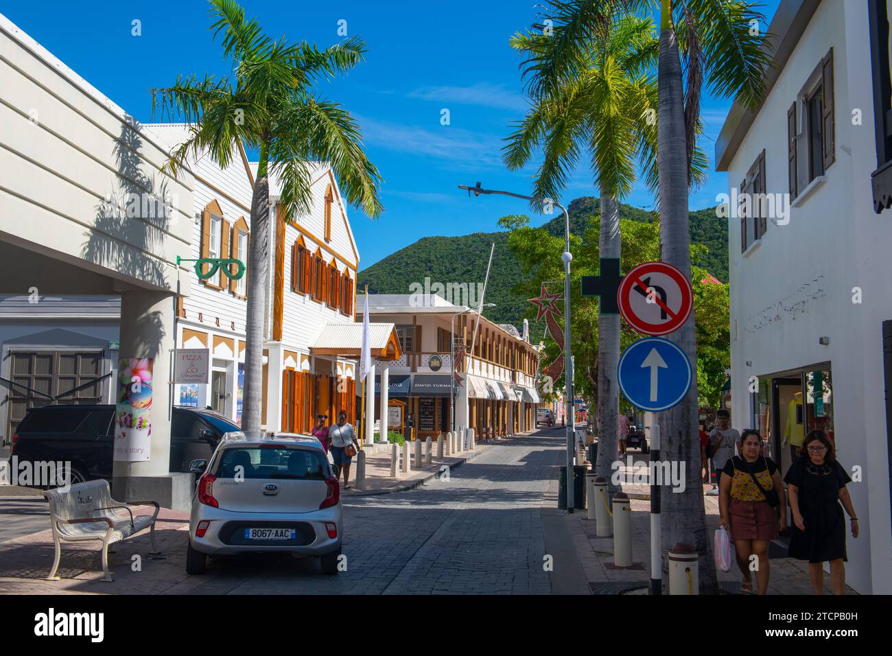 Historic commercial buildings on Front Street in historic center of ...