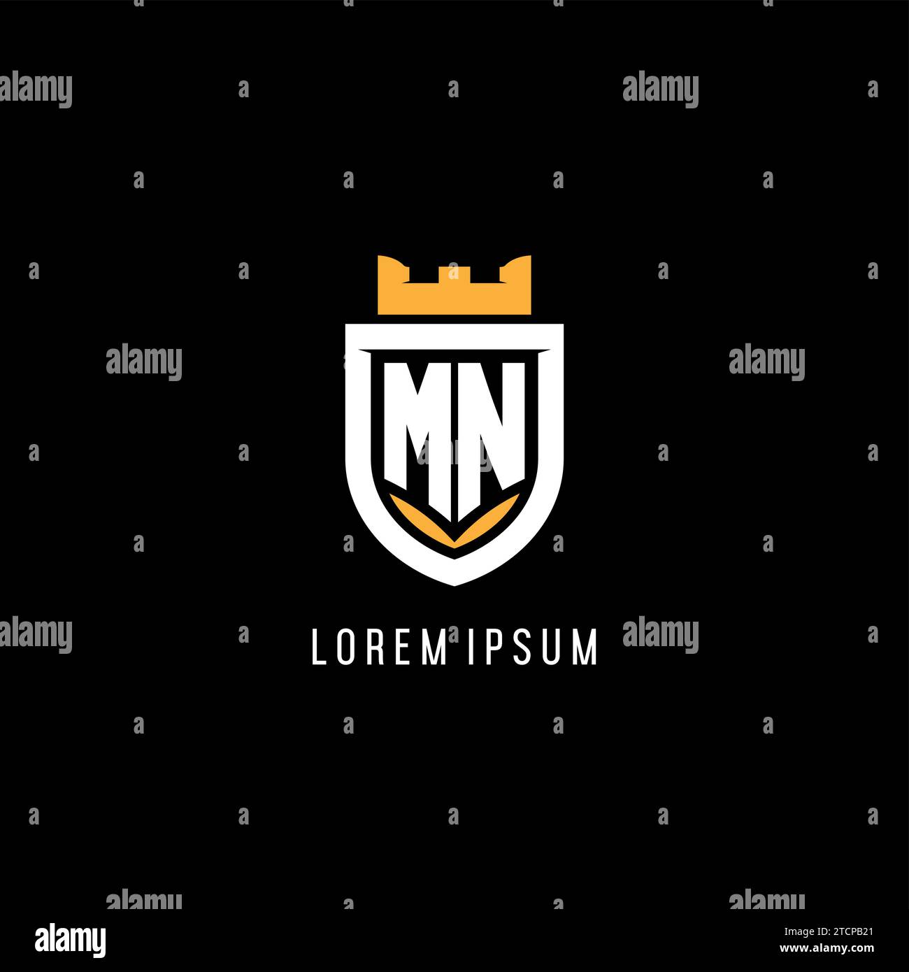 Initial MN logo with shield, esport gaming logo monogram style vector ...