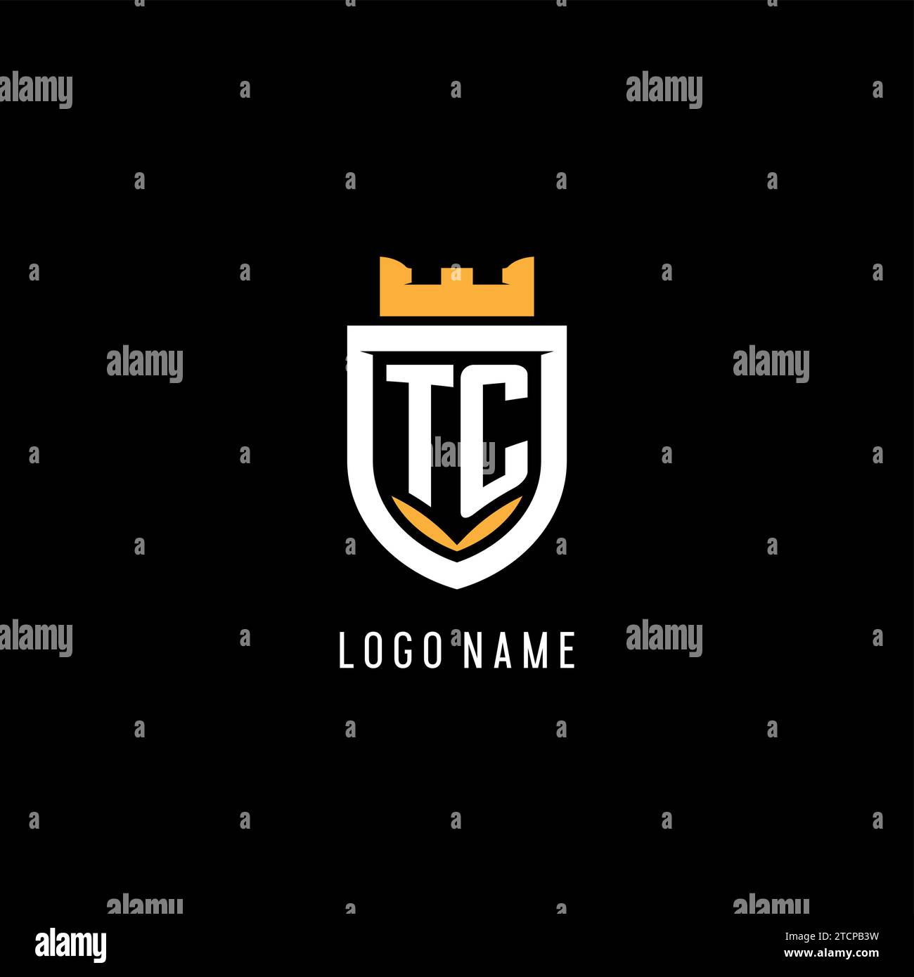 Initial TC logo with shield, esport gaming logo monogram style vector ...