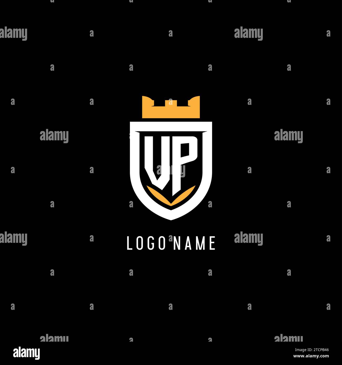 Initial VP logo with shield, esport gaming logo monogram style vector ...