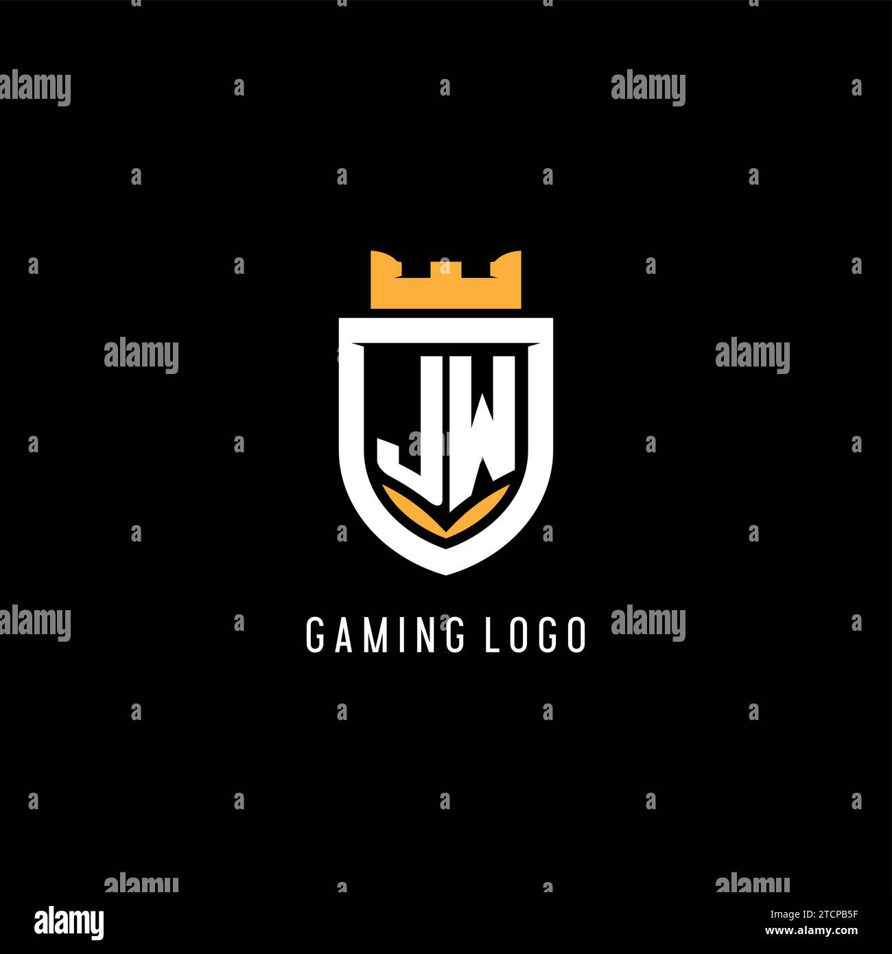 Initial JW logo with shield, esport gaming logo monogram style vector ...