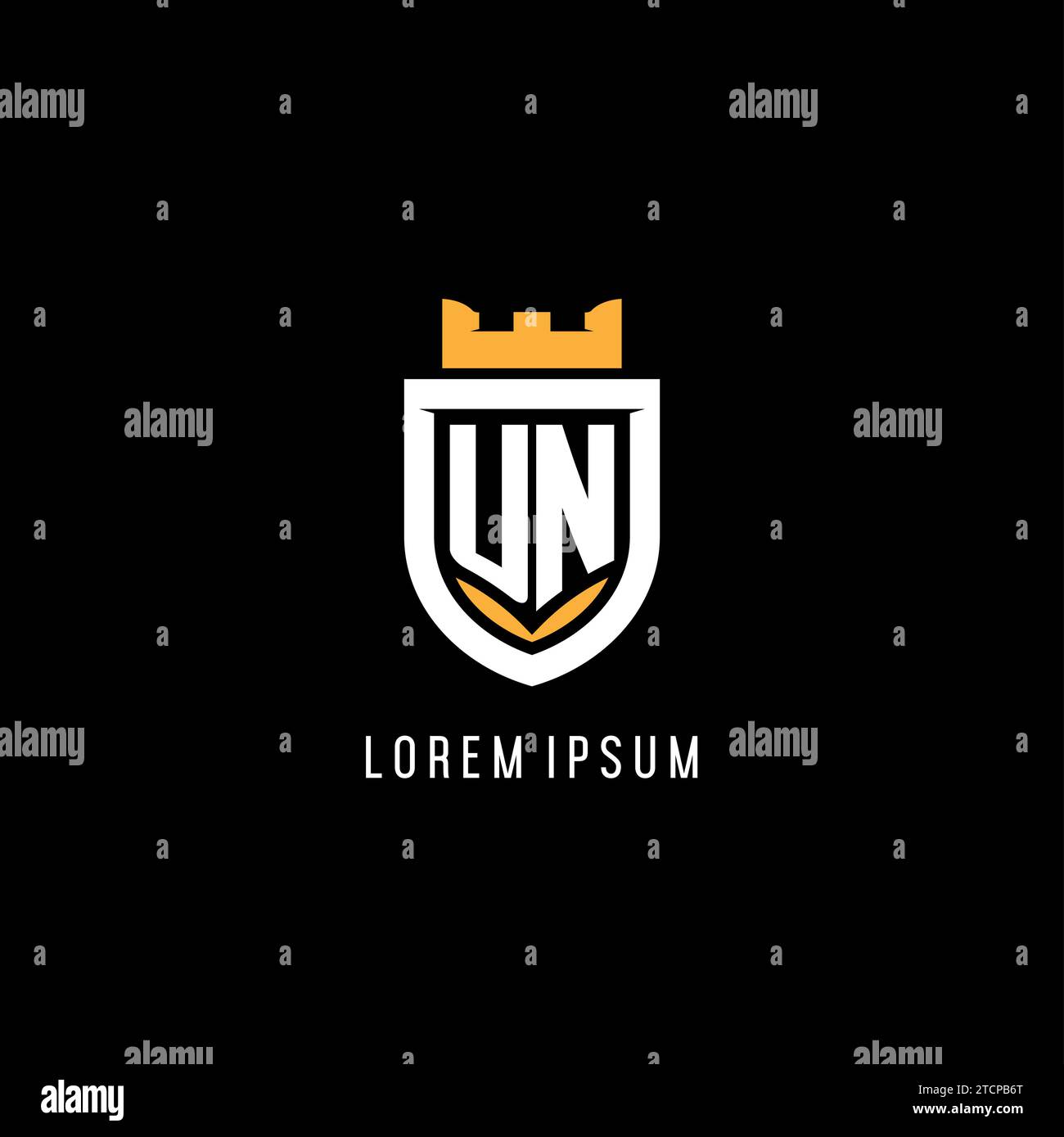 Initial UN logo with shield, esport gaming logo monogram style vector ...