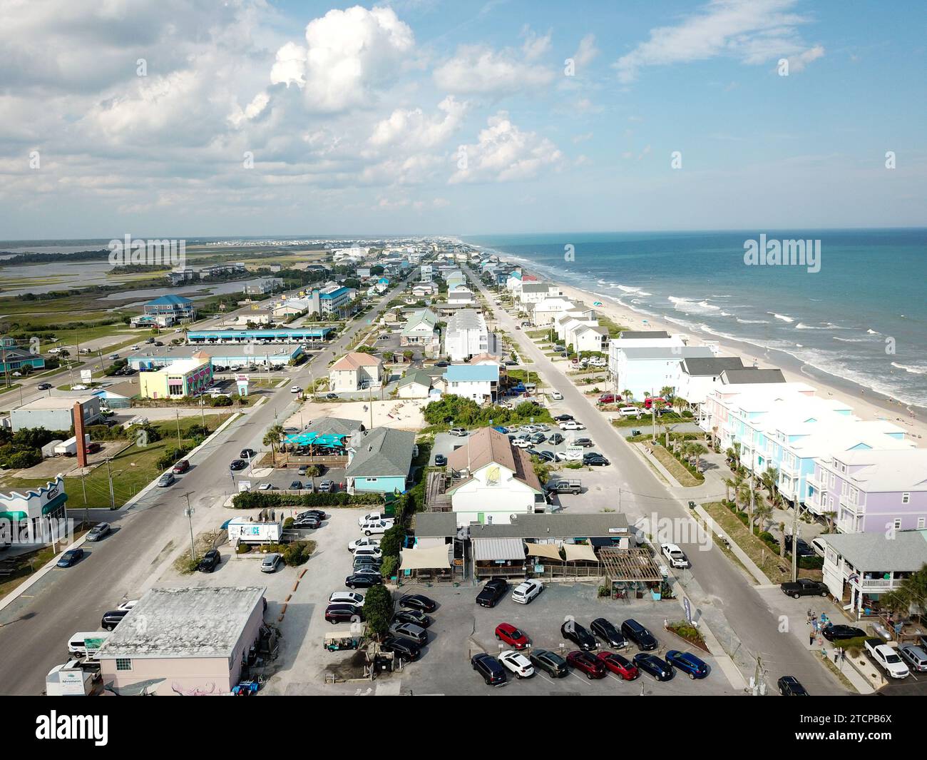 drone images of topsail beach/island north carolina on a summer ...