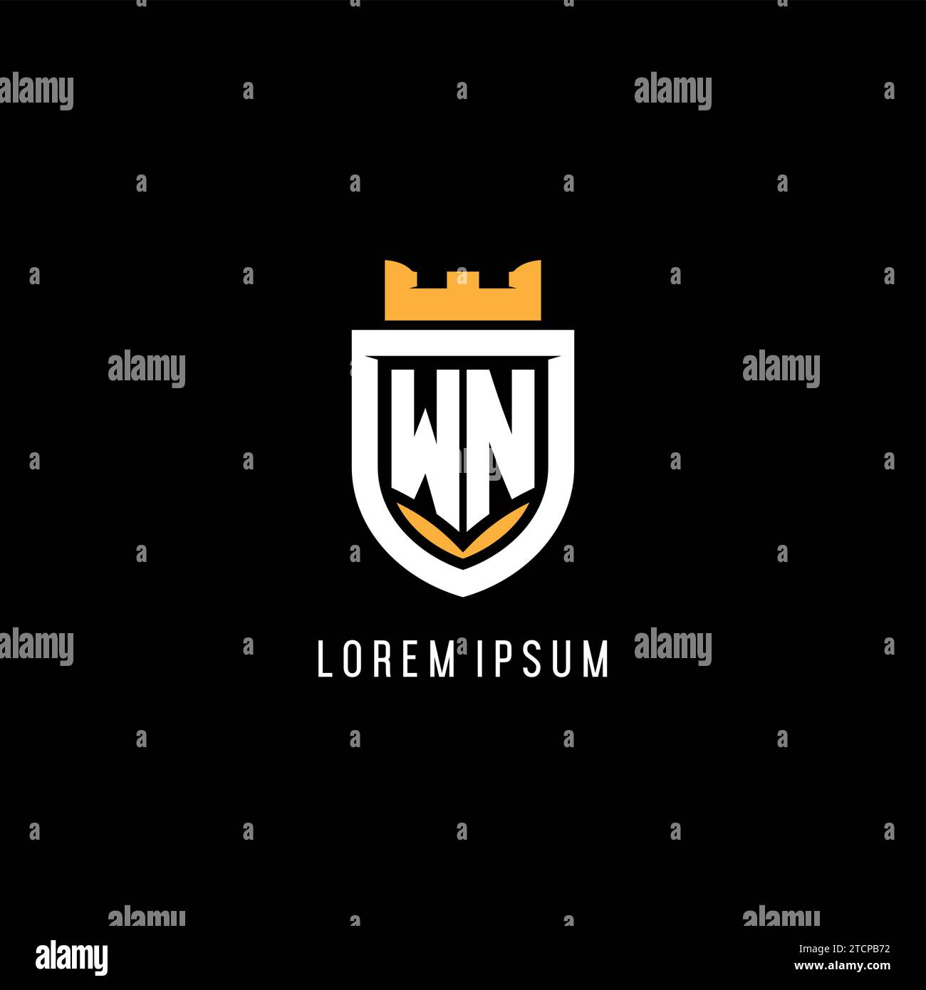 Initial WN logo with shield, esport gaming logo monogram style vector ...