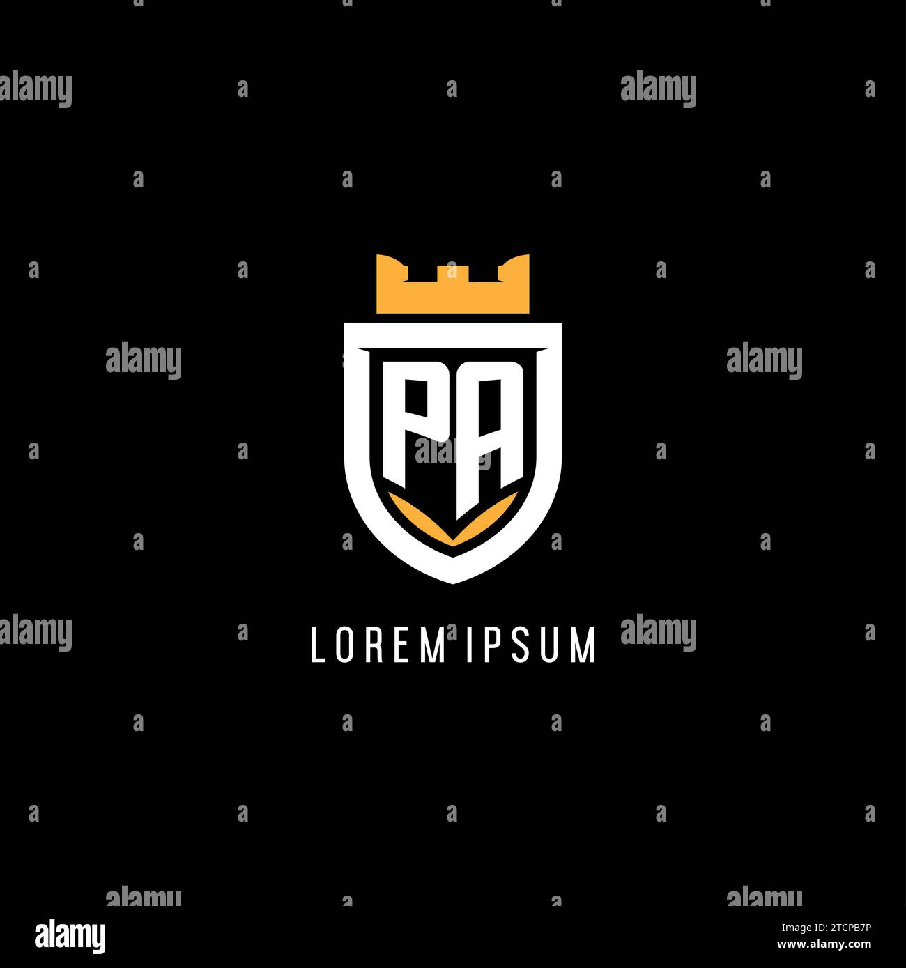Initial PA logo with shield, esport gaming logo monogram style vector ...