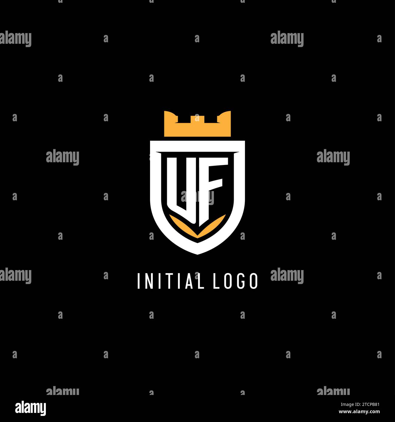 Initial UF logo with shield, esport gaming logo monogram style vector ...