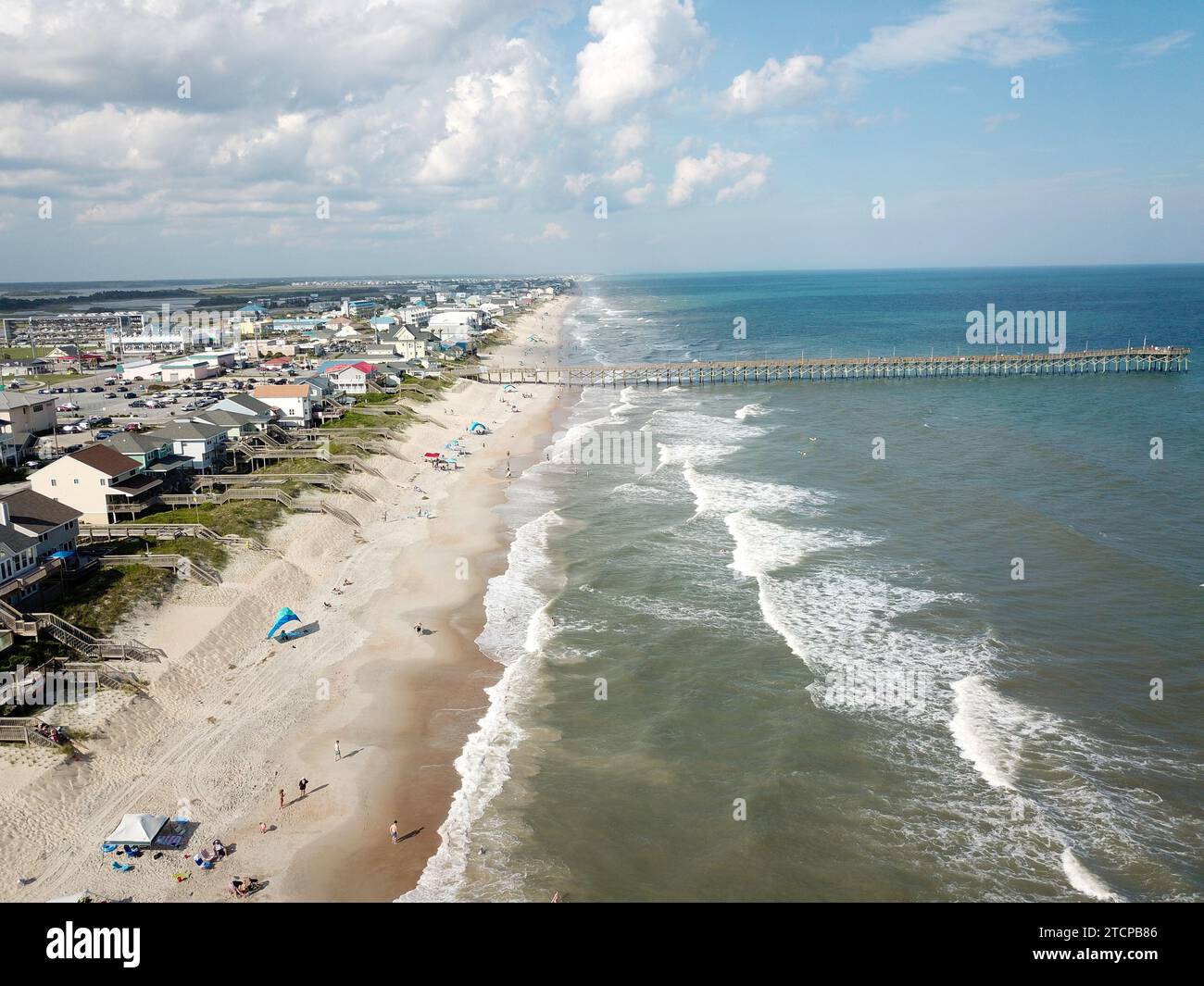 drone images of topsail beach/island north carolina on a summer ...