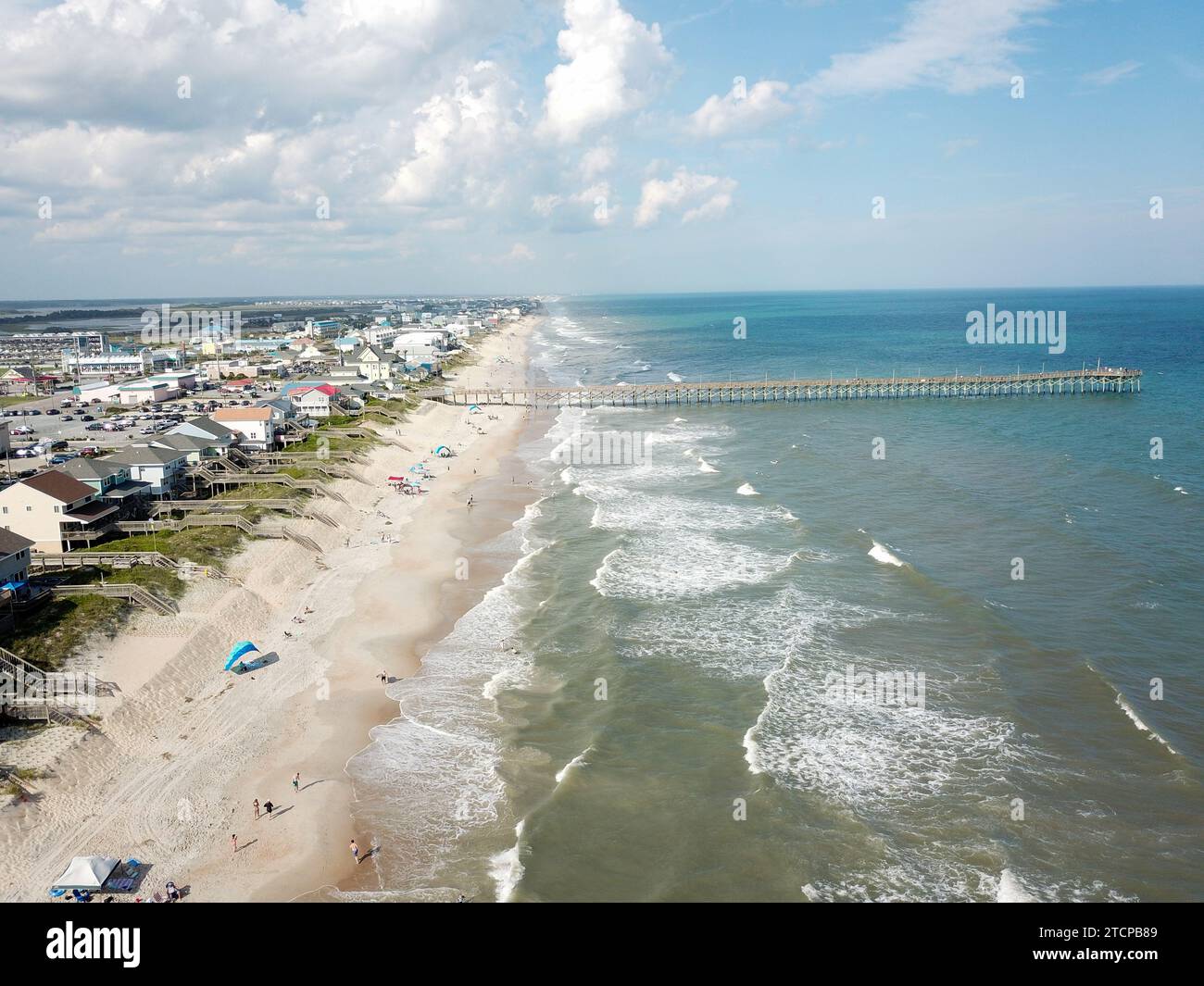 drone images of topsail beach/island north carolina on a summer ...