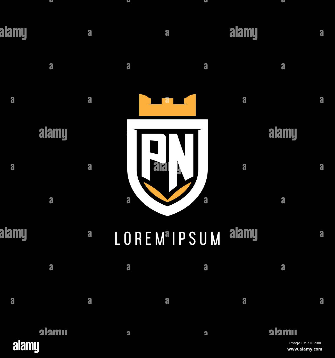 Initial PN logo with shield, esport gaming logo monogram style vector ...
