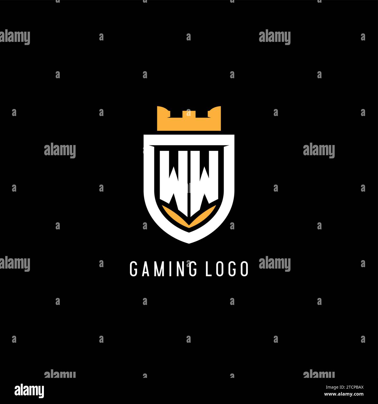 Initial WW logo with shield, esport gaming logo monogram style vector ...