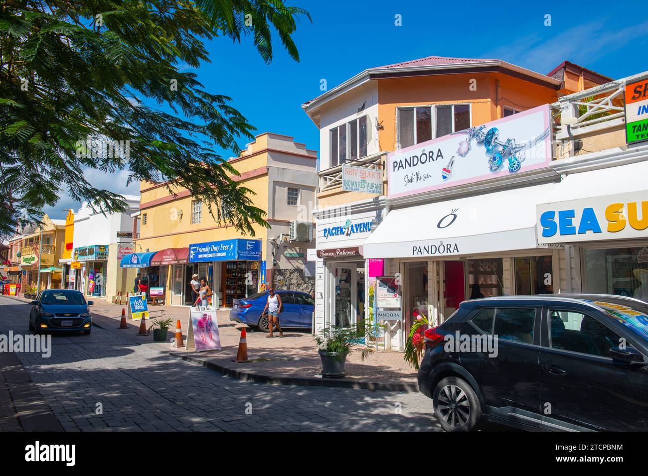 Historic commercial buildings on Front Street in historic center of ...