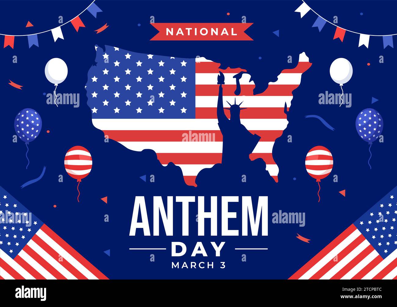 National Anthem Day Vector Illustration on March 3 with United States ...