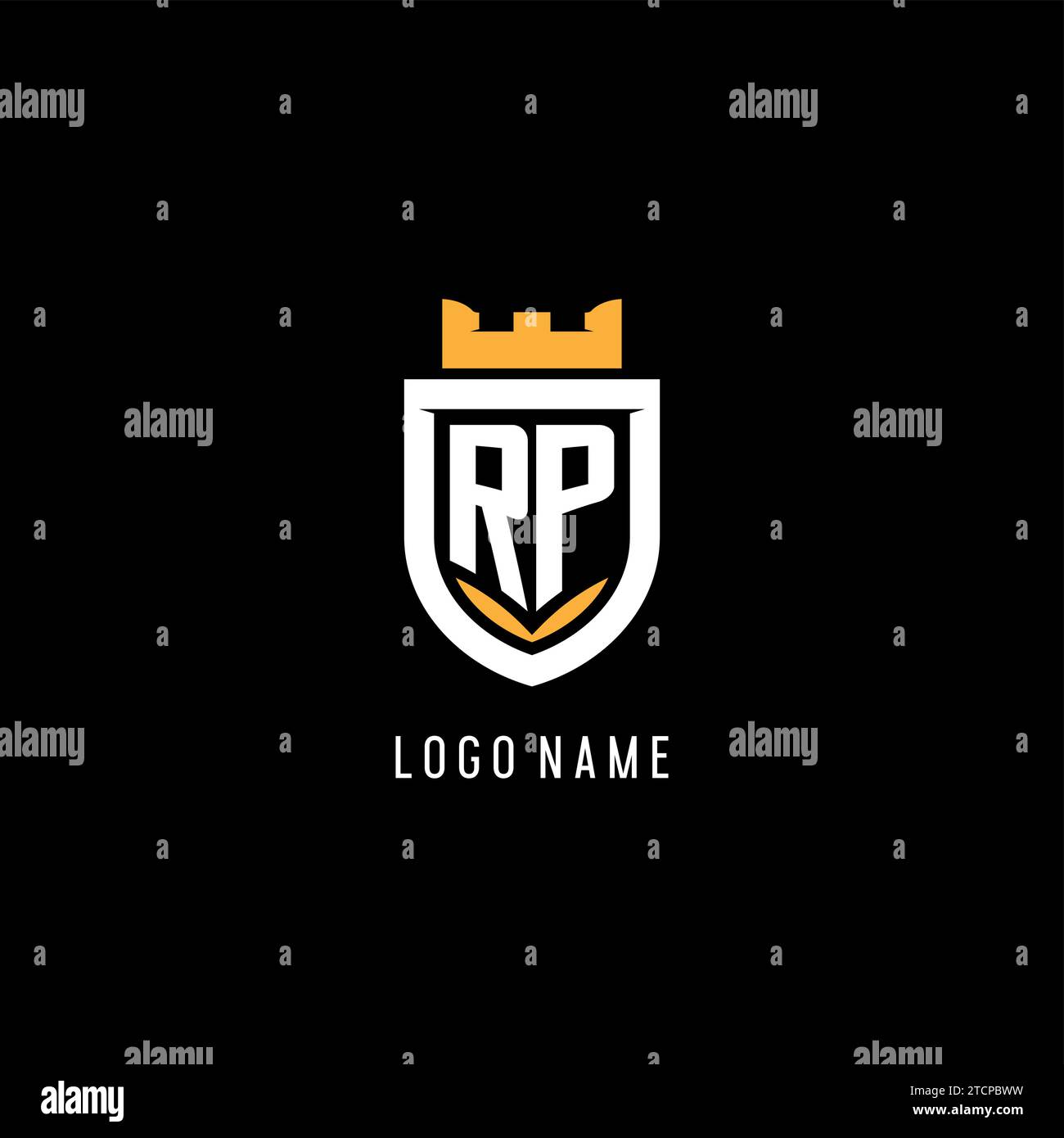 Initial RP logo with shield, esport gaming logo monogram style vector graphic Stock Vector Image ...