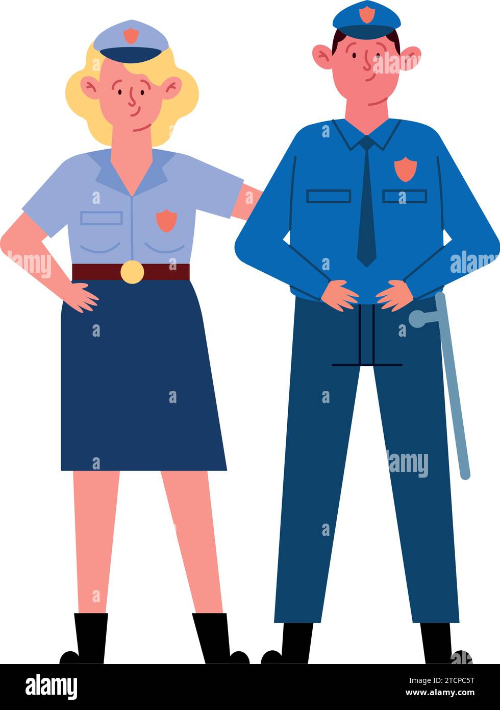 police day illustration with police couple vector isolated Stock Vector ...