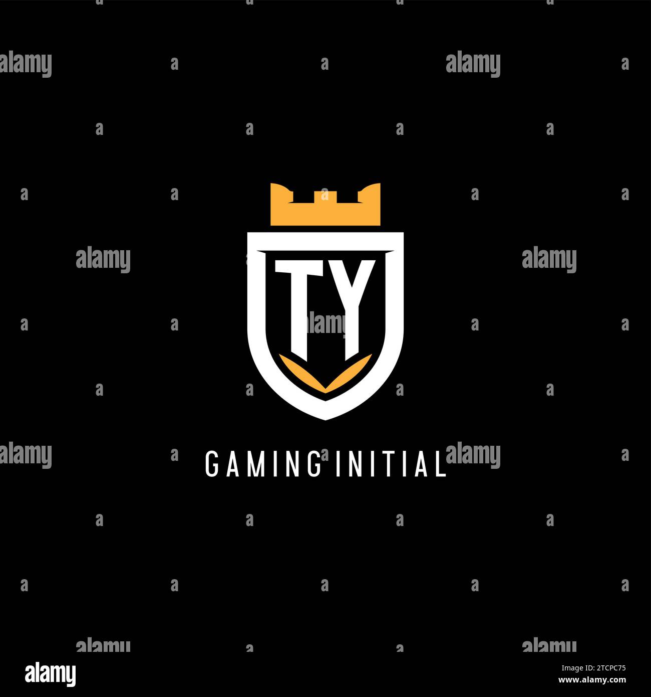 Initial TY logo with shield, esport gaming logo monogram style vector ...