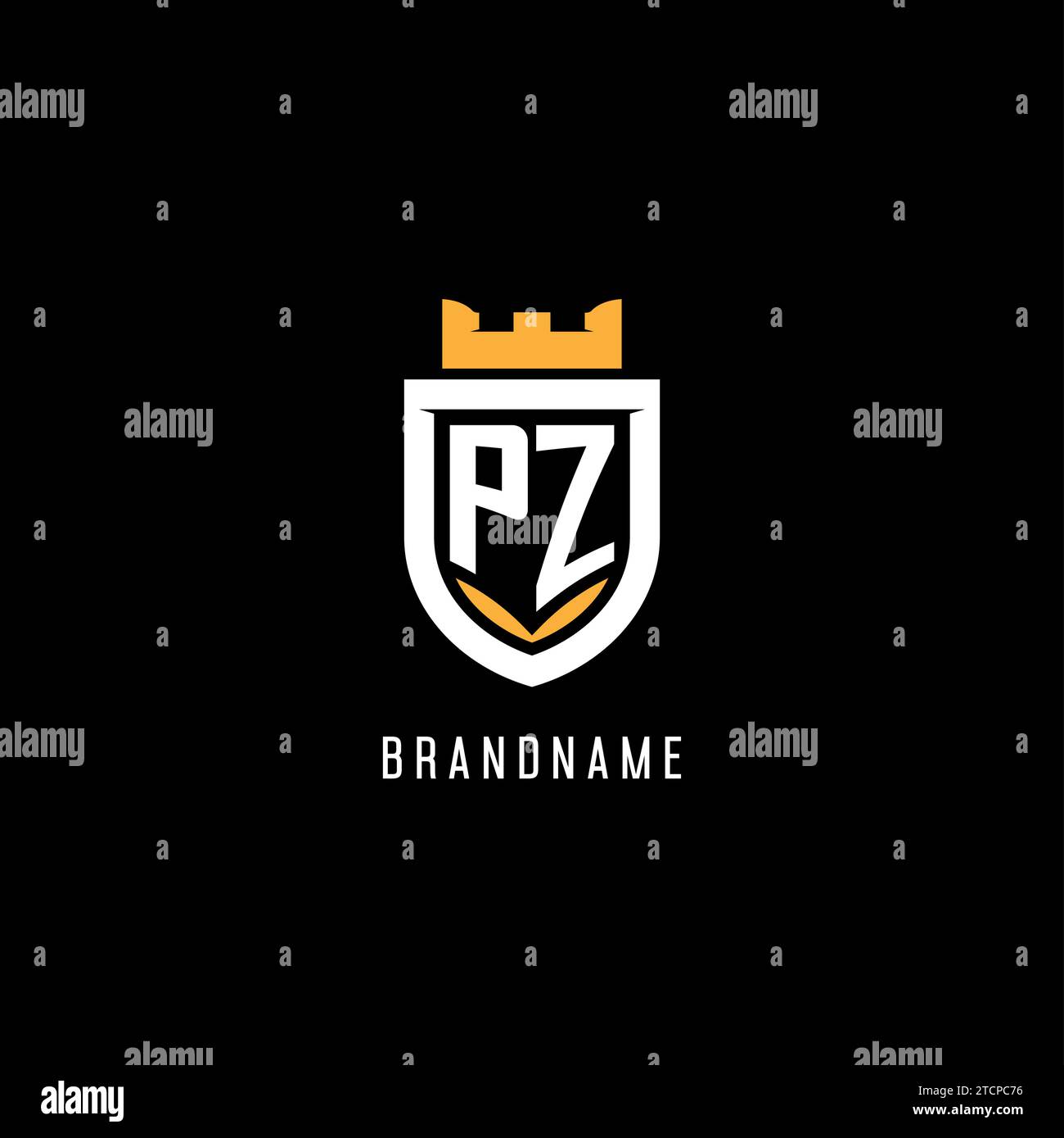 Initial PZ logo with shield, esport gaming logo monogram style vector ...
