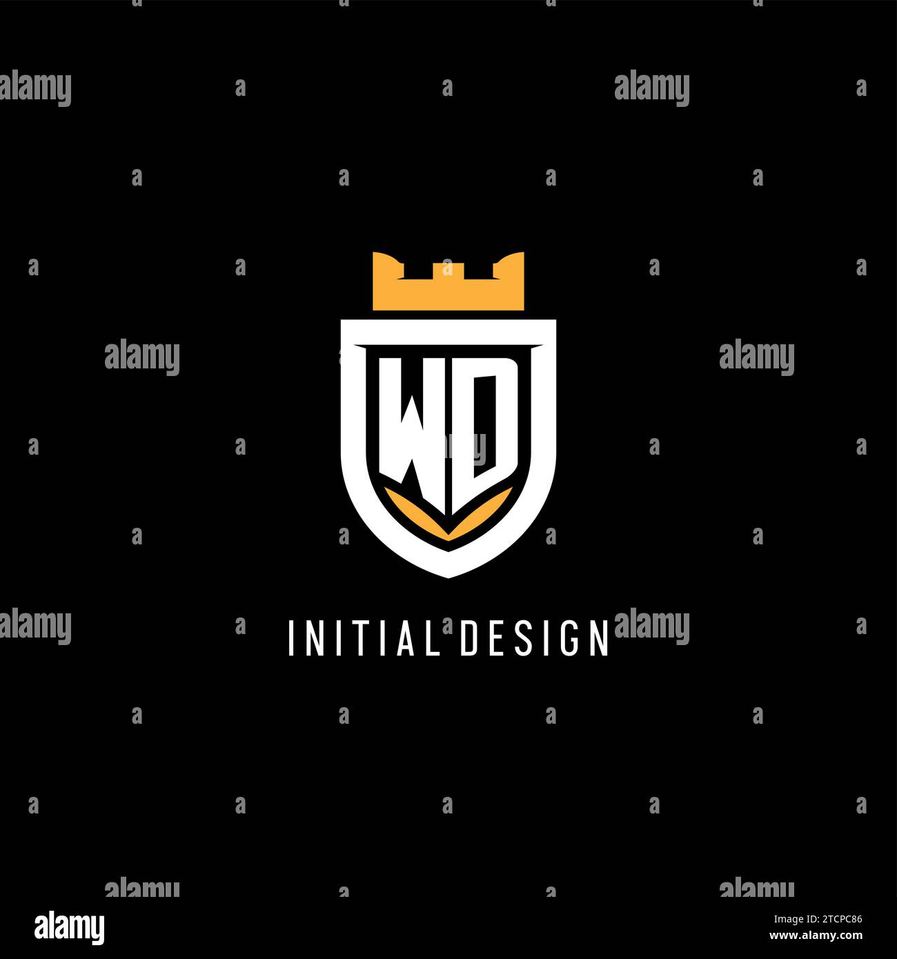 Initial WD logo with shield, esport gaming logo monogram style vector ...