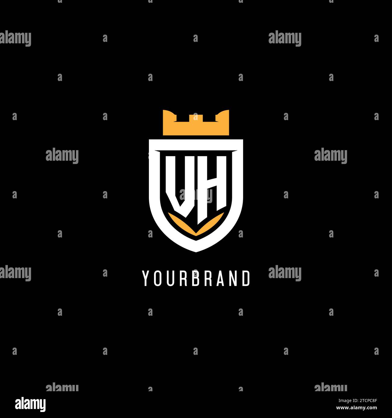 Initial VH logo with shield, esport gaming logo monogram style vector ...