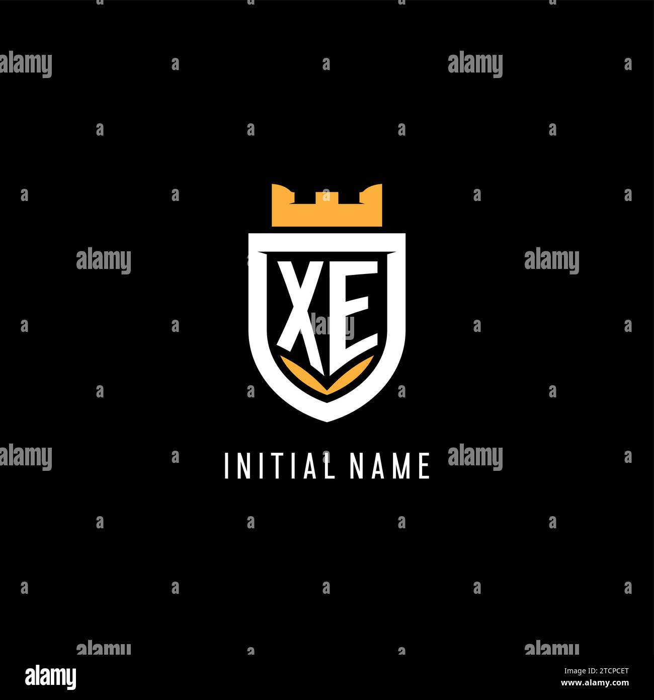Initial XE logo with shield, esport gaming logo monogram style vector ...