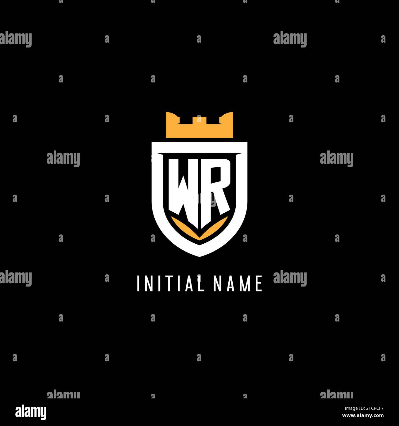 Initial WR logo with shield, esport gaming logo monogram style vector ...