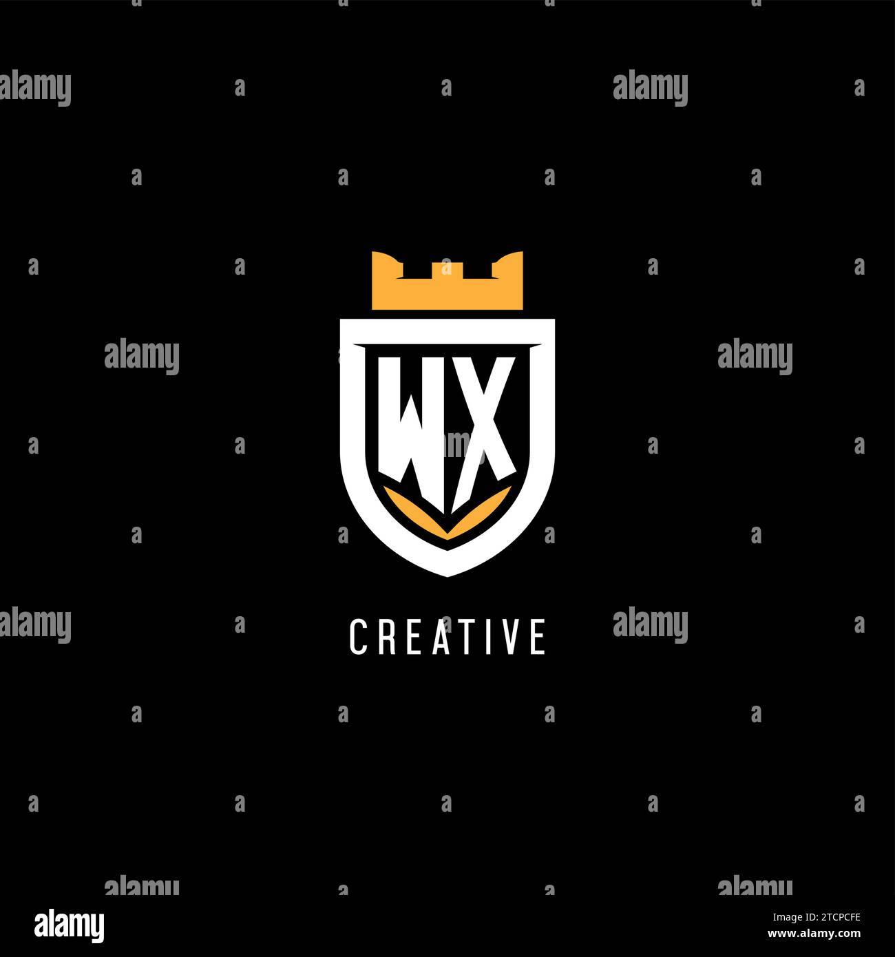 Initial WX logo with shield, esport gaming logo monogram style vector ...