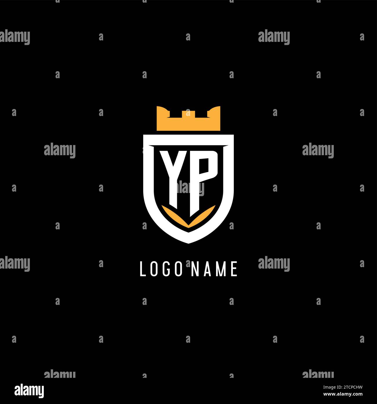 Initial YP logo with shield, esport gaming logo monogram style vector ...
